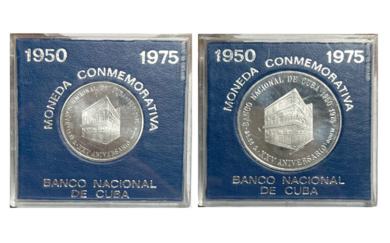 Cuba 5 y 10 Pesos 1975 XXV Aniversario Banco Nacional de Cuba PROOF ...